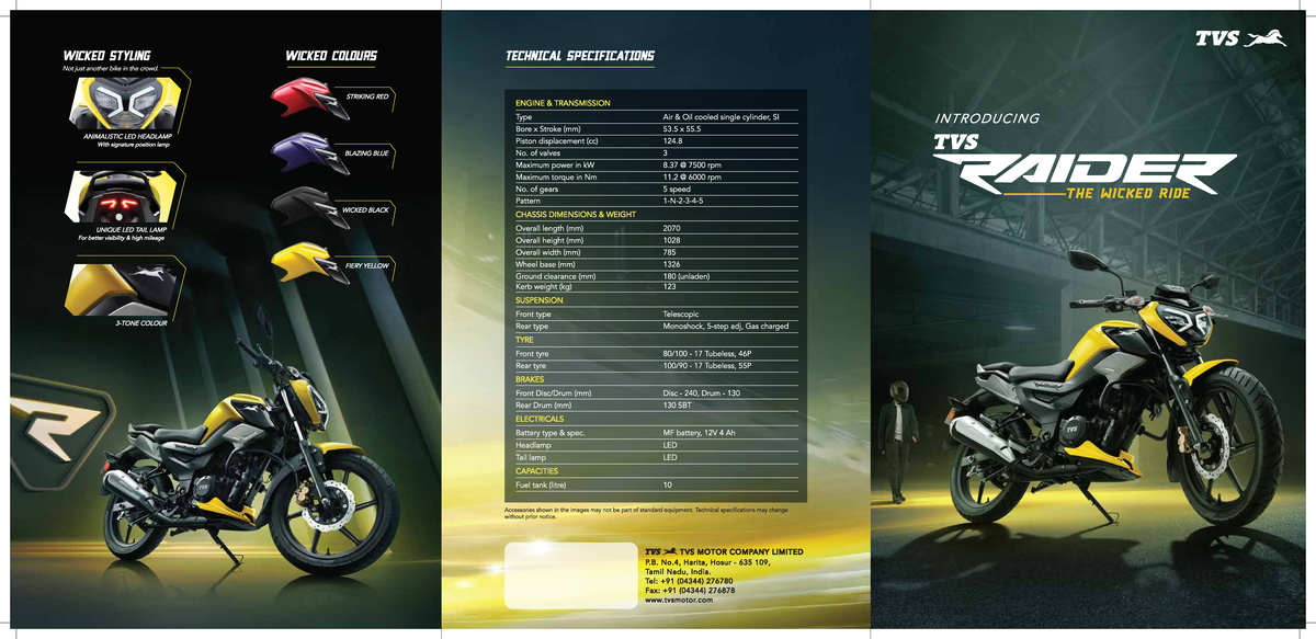 TVS Raider 125 Brochure - System Design Concept - Studocu