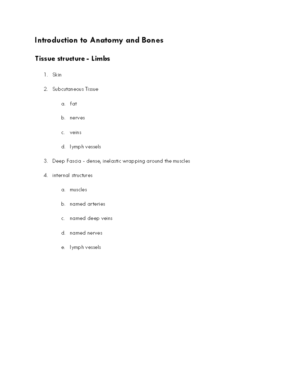 Intro Anatomy Notes - Introduction to Anatomy and Bones Tissue ...