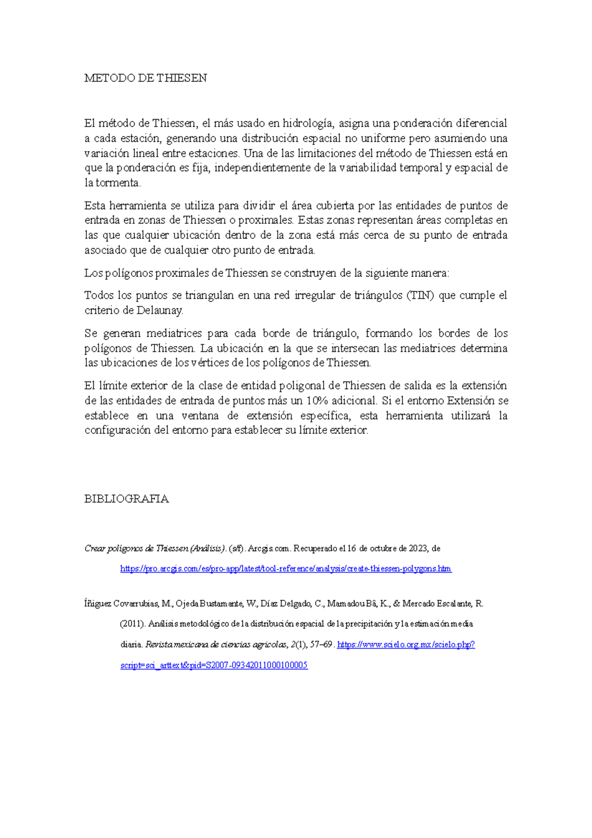 Metodo DE Thiesen - Introducción del método theissen - METODO DE ...