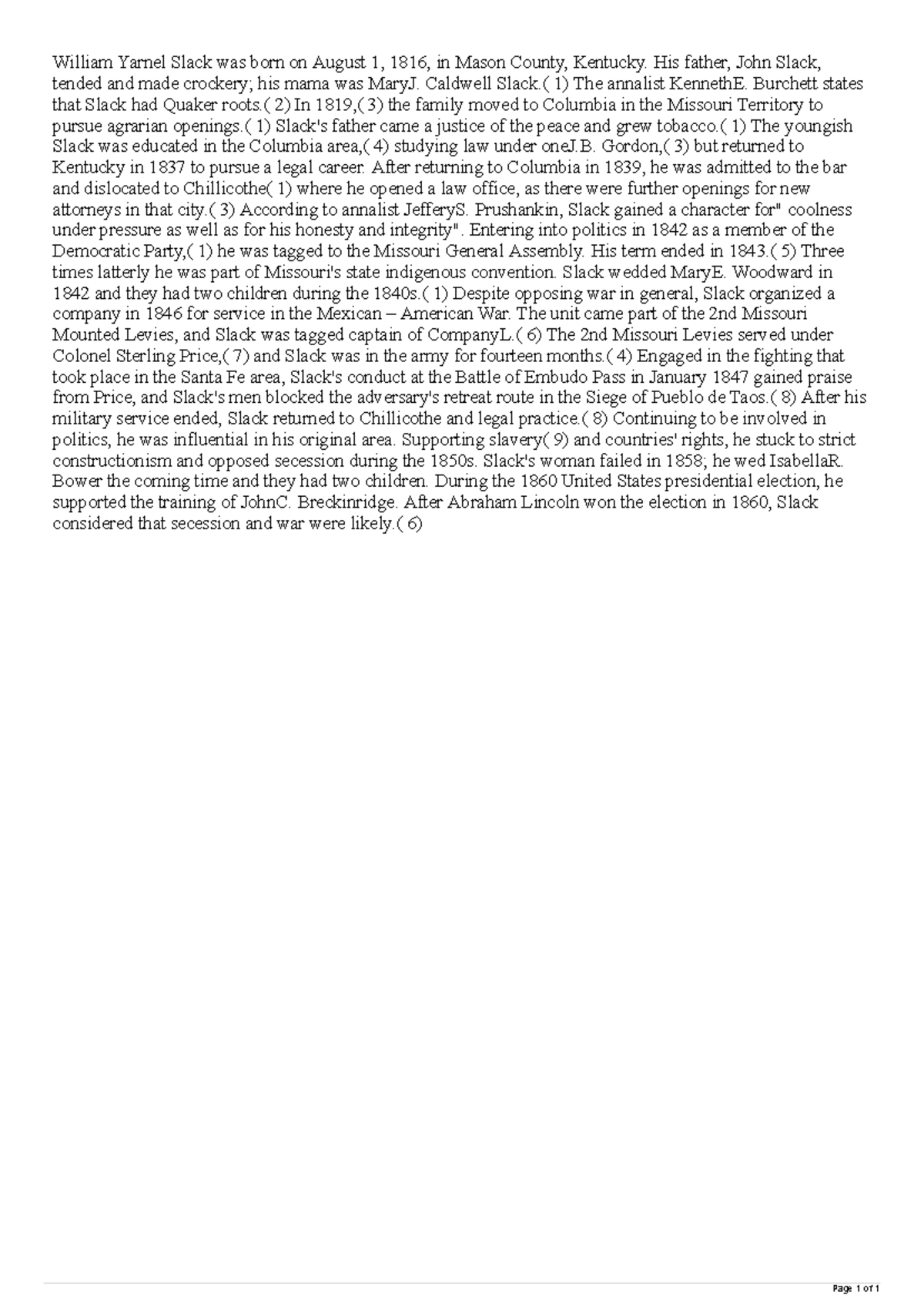 William slack - William Yarnel Slack was born on August 1, 1816, in ...