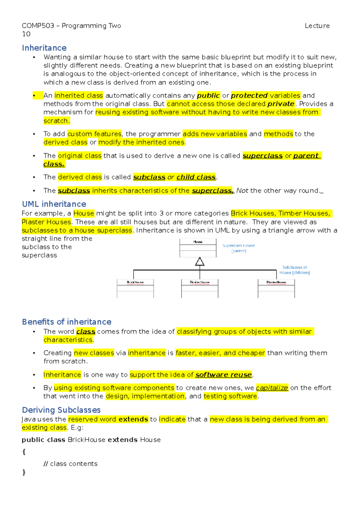 Programming Two Lecture Ten - COMP503 – Programming Two Lecture 10 Inheritance Wanting a similar ...