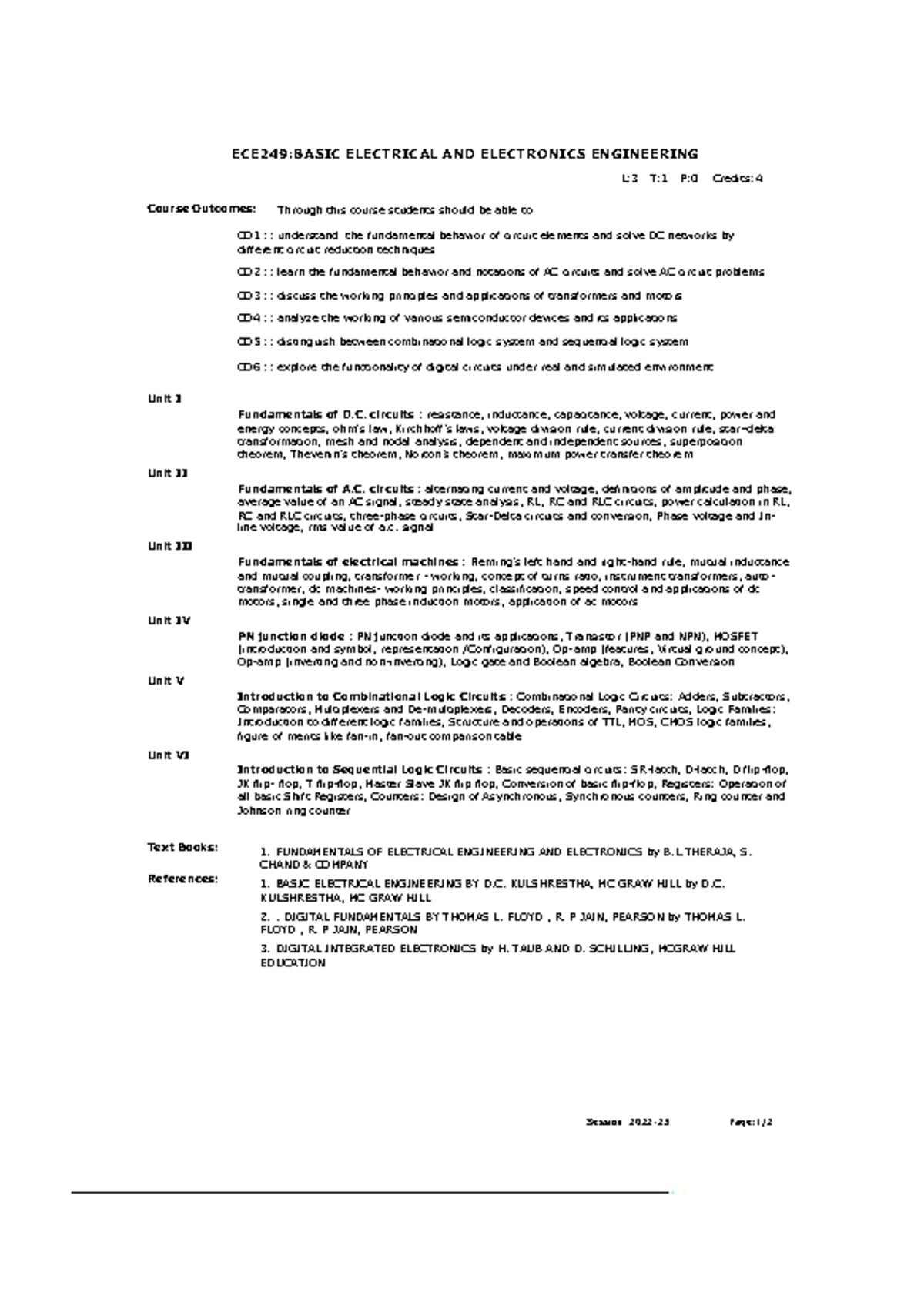 ECE 249 Syllabus - xyz - ECE249:BASIC ELECTRICAL AND ELECTRONICS ...