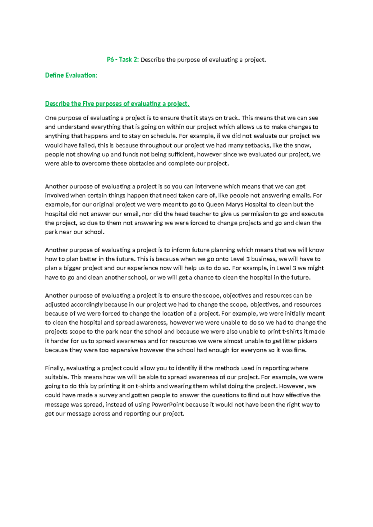 Unit 19 P6 Format (1) - ....... - P6 - Task 2: Describe the purpose of ...