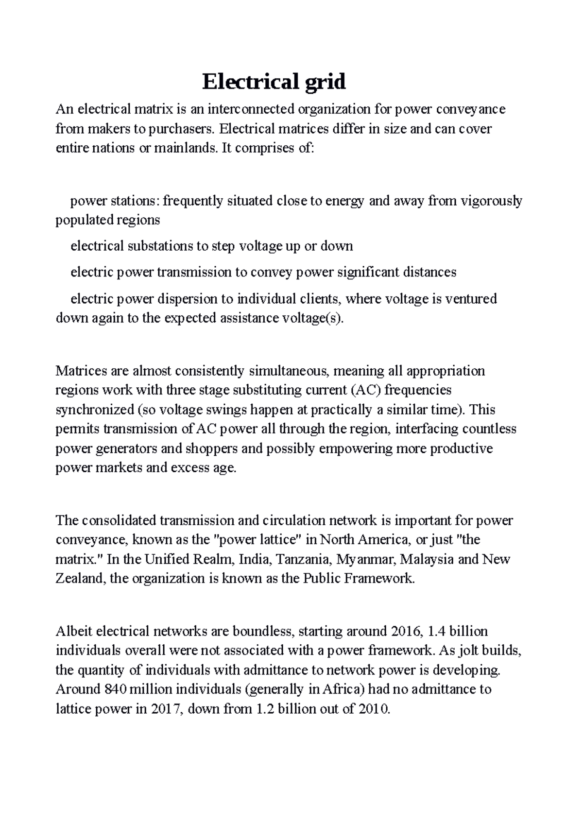 Electrical grid - Ifah - Electrical grid An electrical matrix is an ...