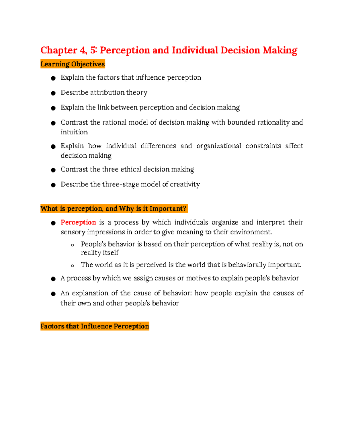 Chapter 4,5,6 - ......... - Chapter 4, 5: Perception and Individual ...