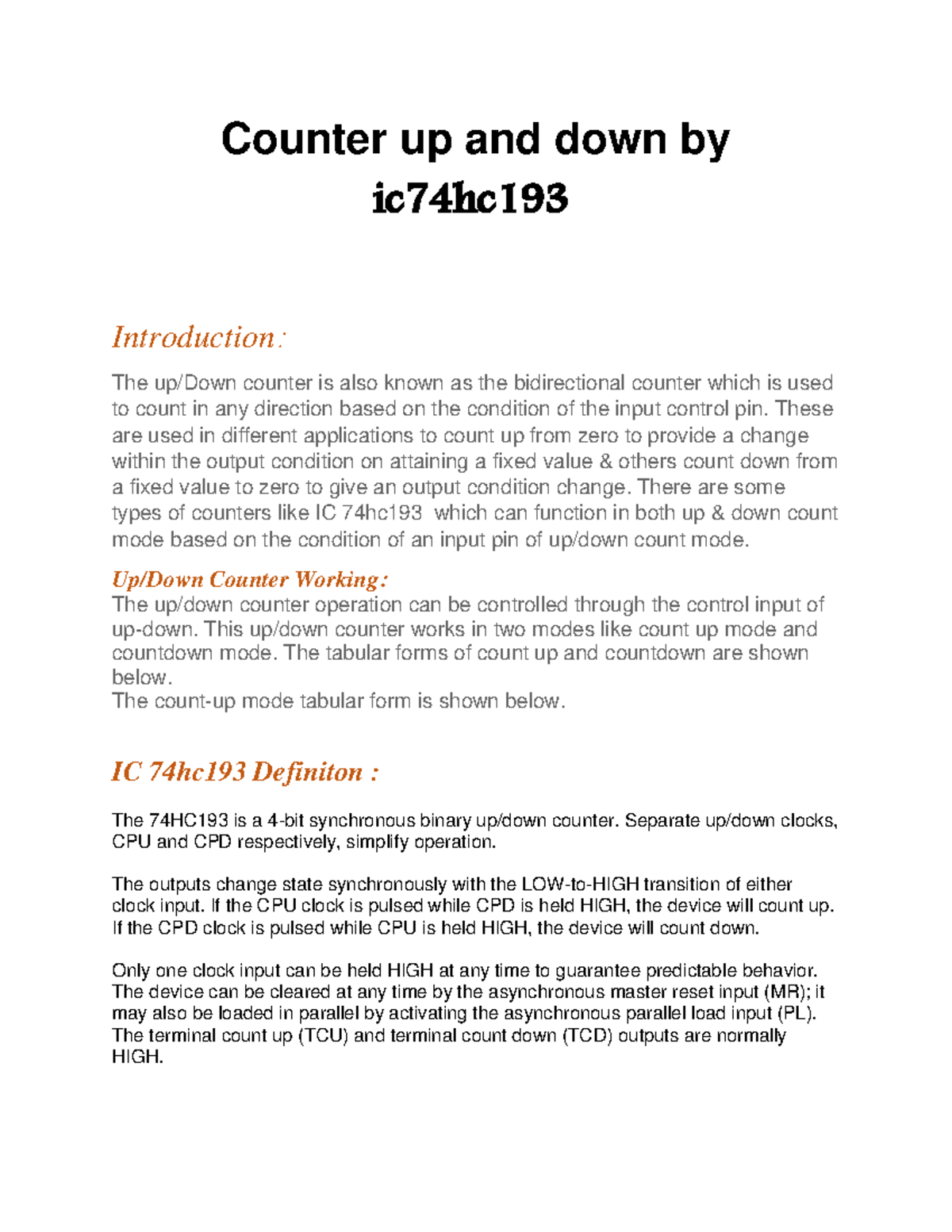 Digital - Counter up and down by ic74hc Introduction : The up/Down ...