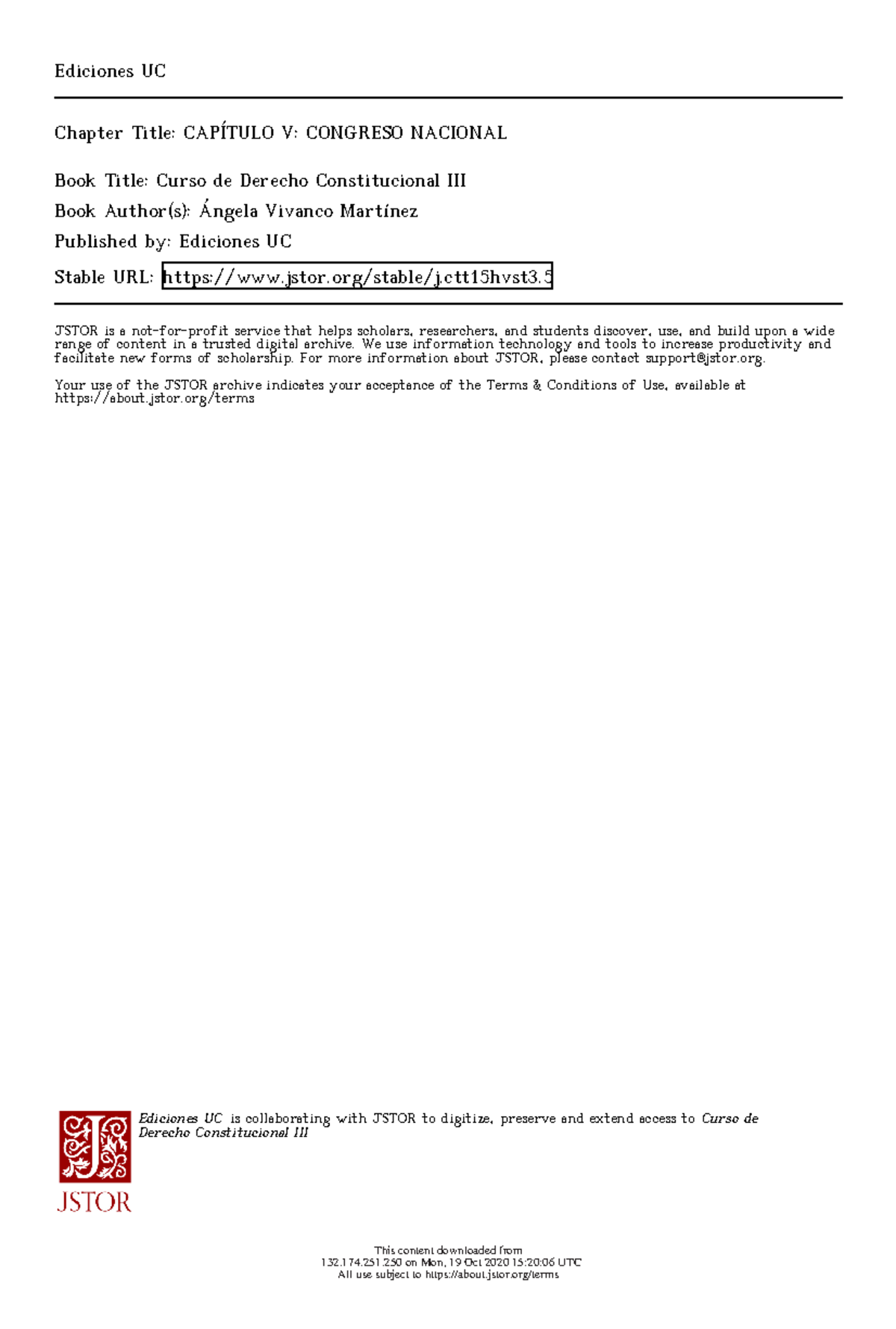 Congreso Nacional Vivanco - Ediciones UC Chapter Title: CAPÍTULO V: CONGRESO NACIONAL Book Title ...