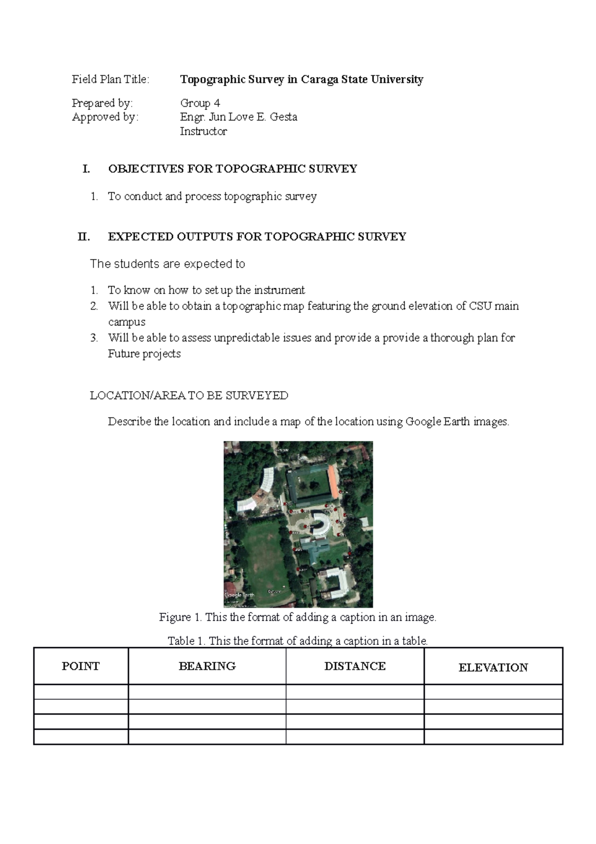 Field Plan GE196Lab topo - Field Plan Title: Topographic Survey in ...