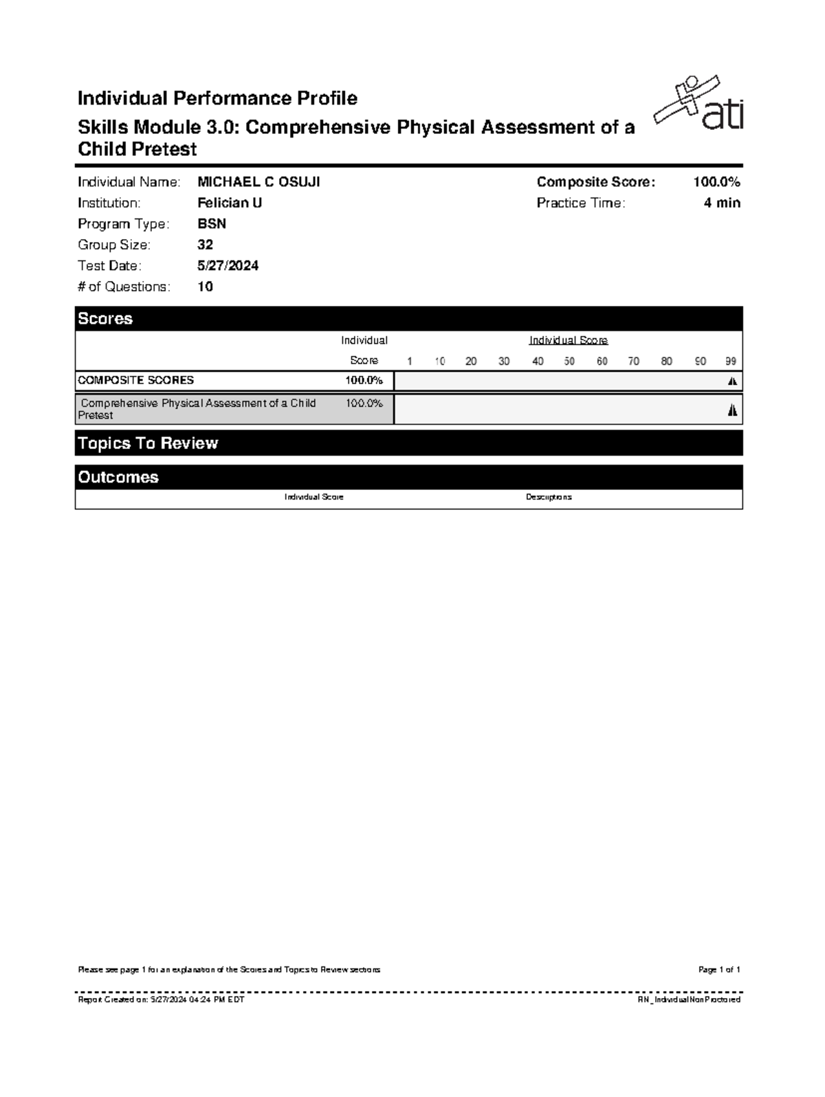 Comprehensive Physical Assessment of a Child Pretest MO - Individual ...