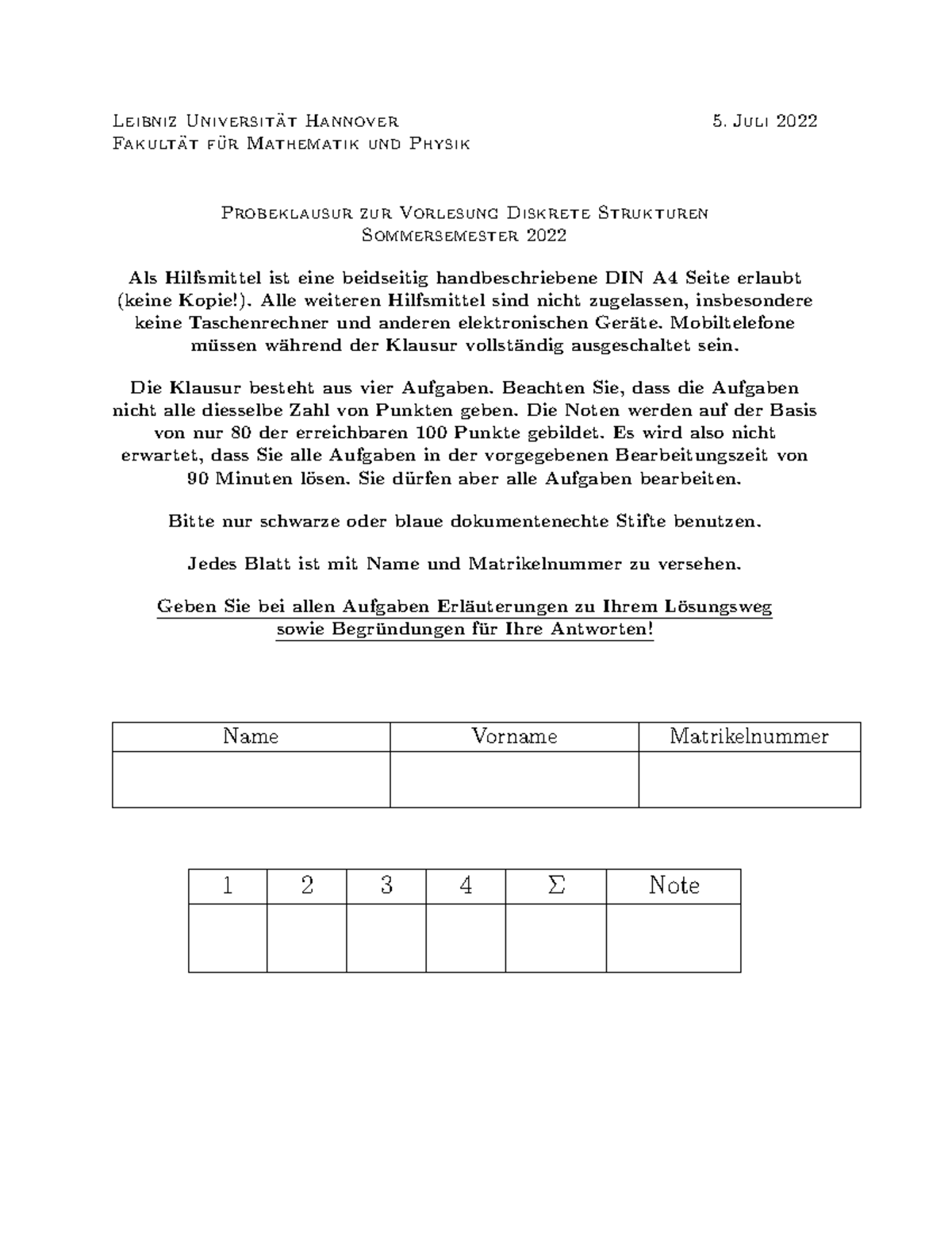 Probeklausur - Grundlagen Elektro - Leibniz Universit ̈at Hannover 5 ...