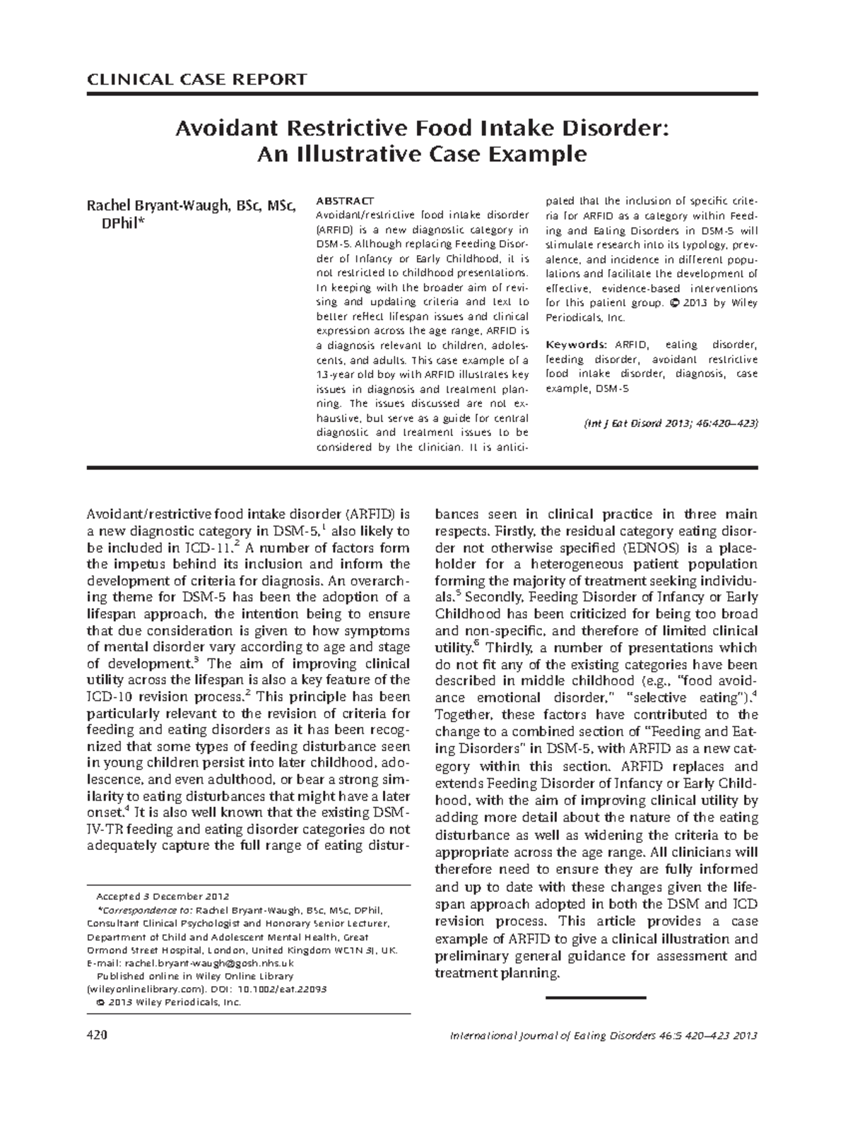 Avoidant-restictive food intake - Avoidant Restrictive Food Intake ...