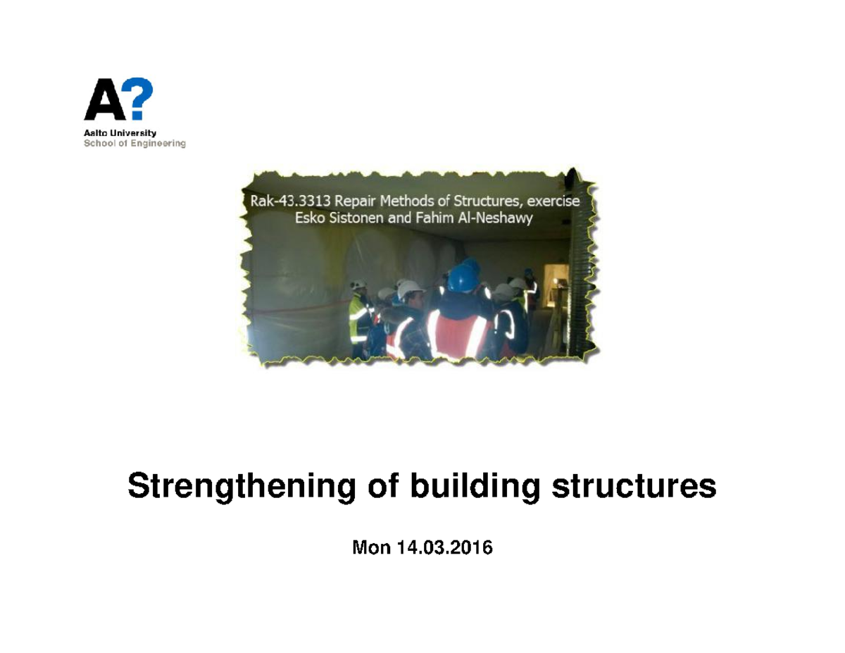 2016-03-14 Strengthing - Strengthening of building structures Mon 14.03 ...