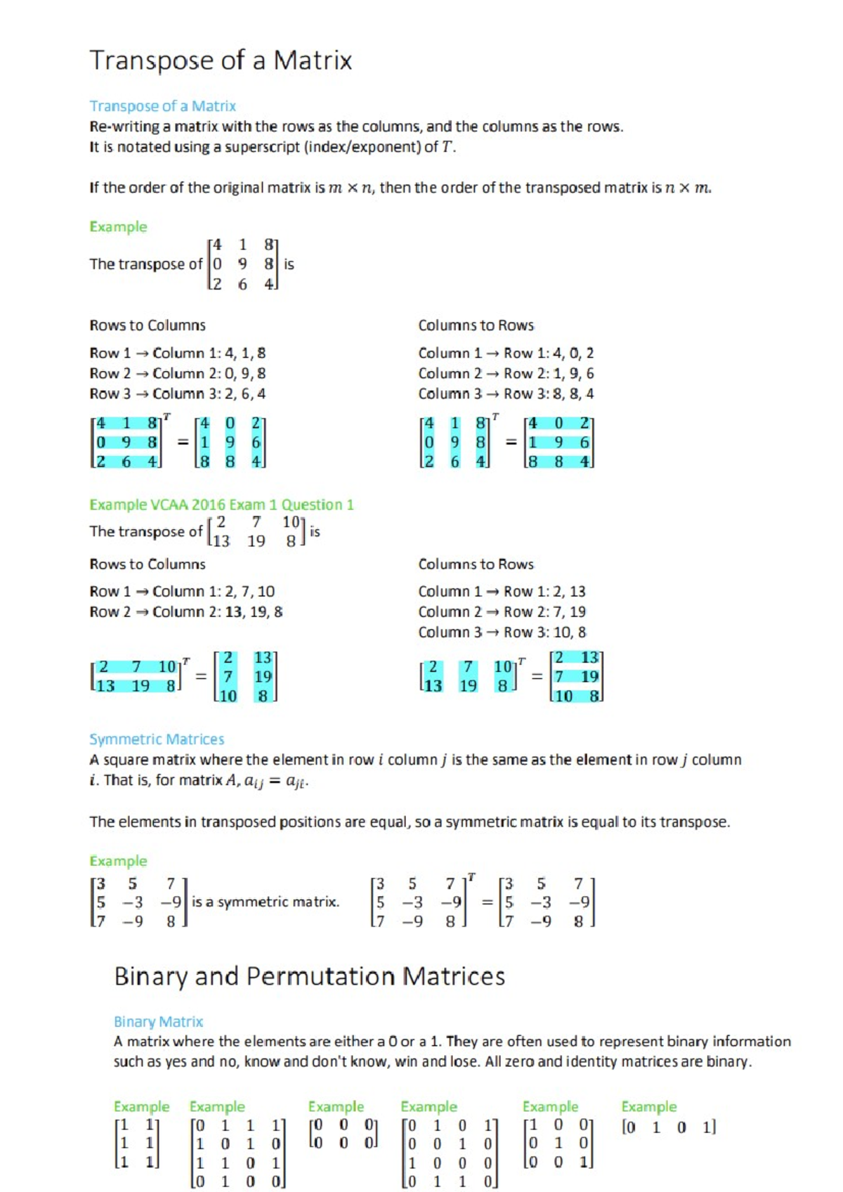 Bound - Transpose of a Matrix Transpose of a Matrix a matrix with the ...