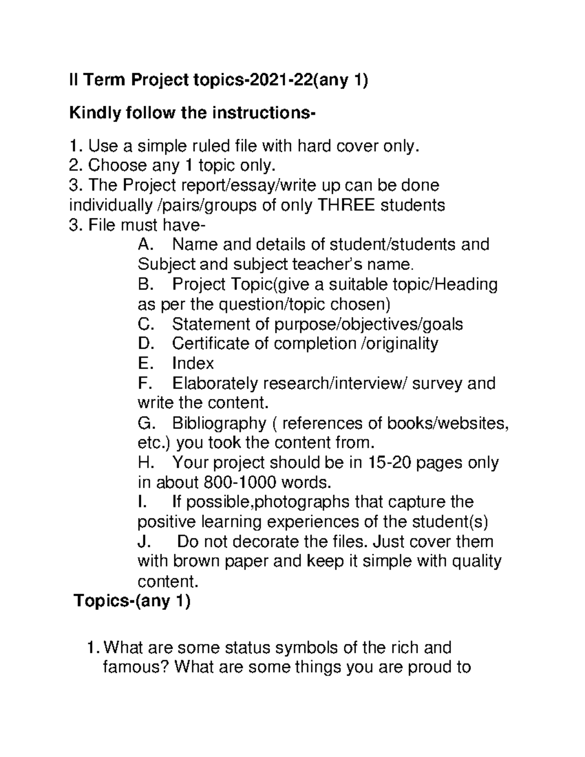 ASL project-2021-22 - help - II Term Project topics-2021-22(any 1 ...