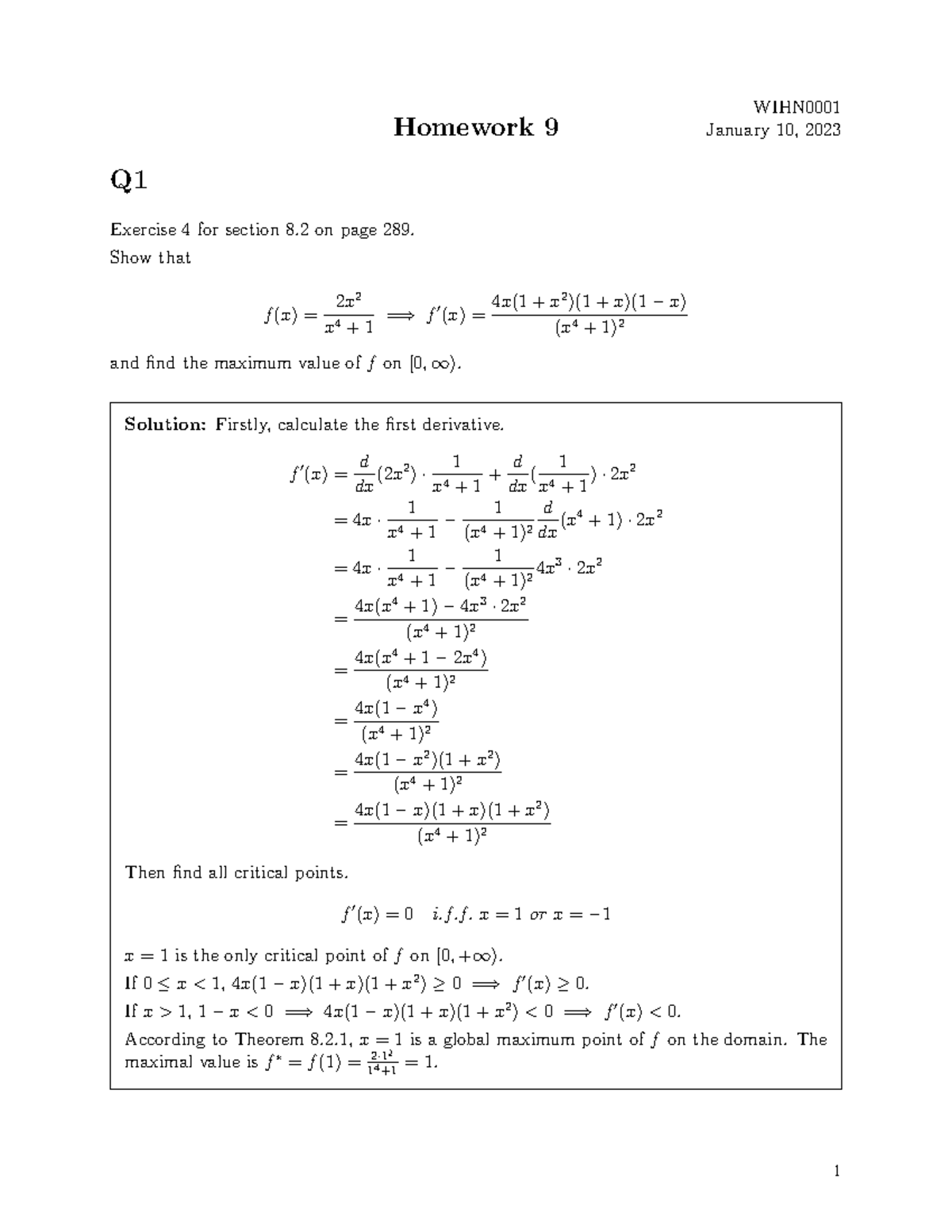 Math Week9 w A - Good - Homework 9 January 10, 2023 Q Exercise 4 for ...