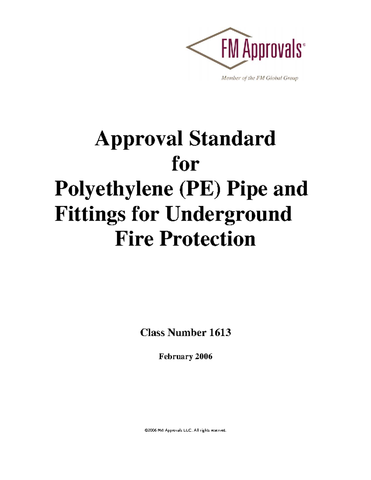 Fm Approvals Cn 1613 - Approval Standard for Polyethylene (PE) Pipe and ...