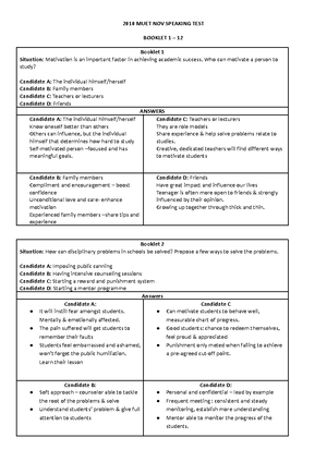 MUET Speaking Notes - English - Studocu