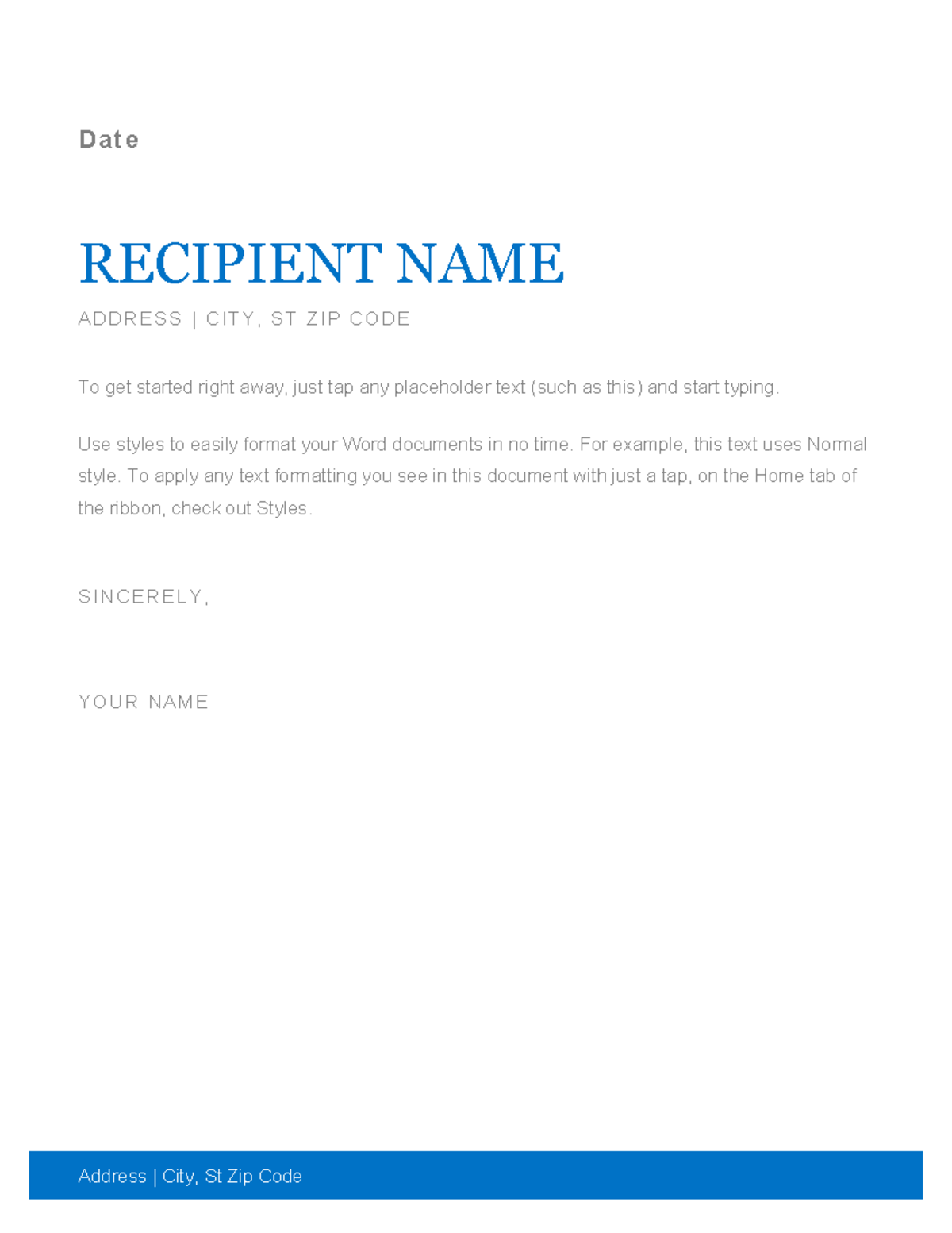 Document - BE.d312 - Date RECIPIENT NAME A D D R E S S | C I T Y , S T ...