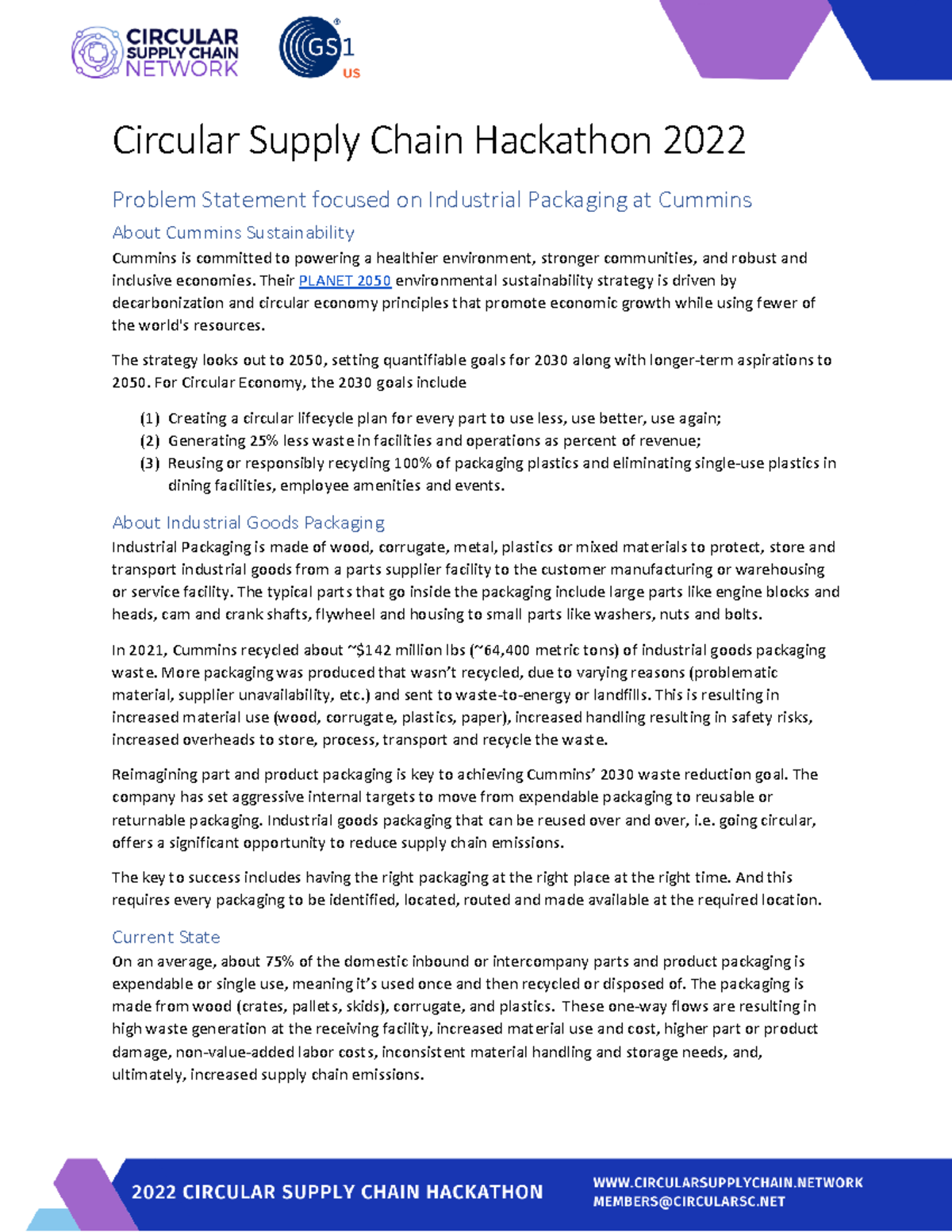 CSCN Problem Statement Cummins Final - Circular Supply Chain Hackathon ...