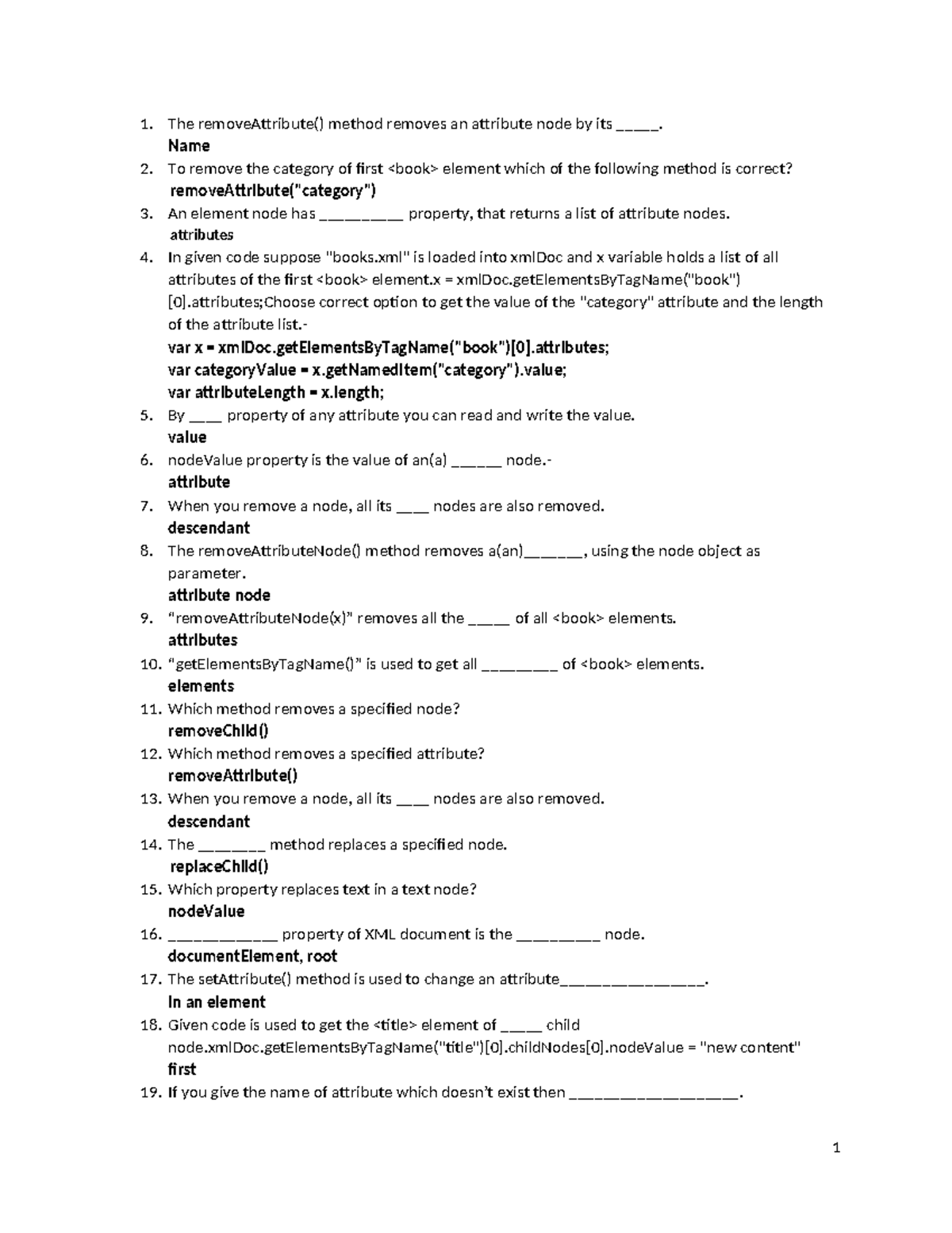 CS311 - ............ - The removeAttribute() method removes an ...