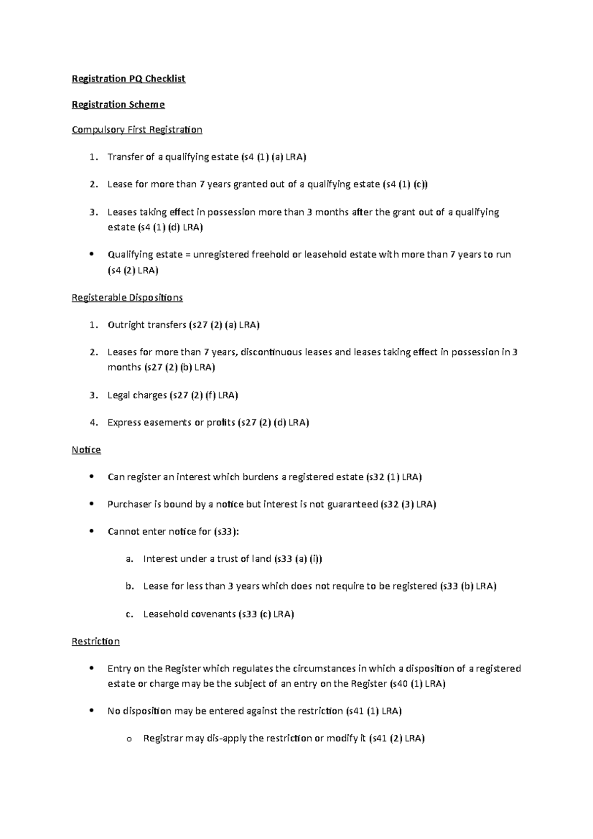 Problem Question Framework Registration - Registration PQ Checklist ...