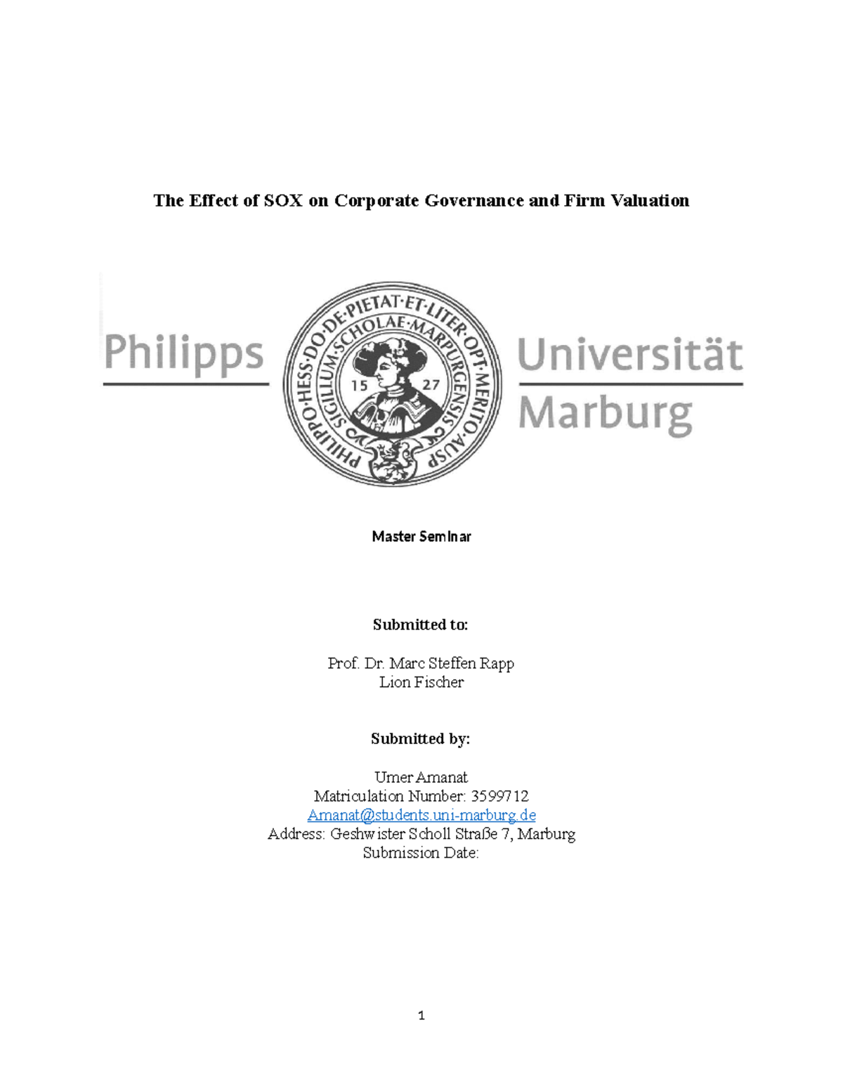 The effect of SOX on corporate governance and firm valuation - The ...