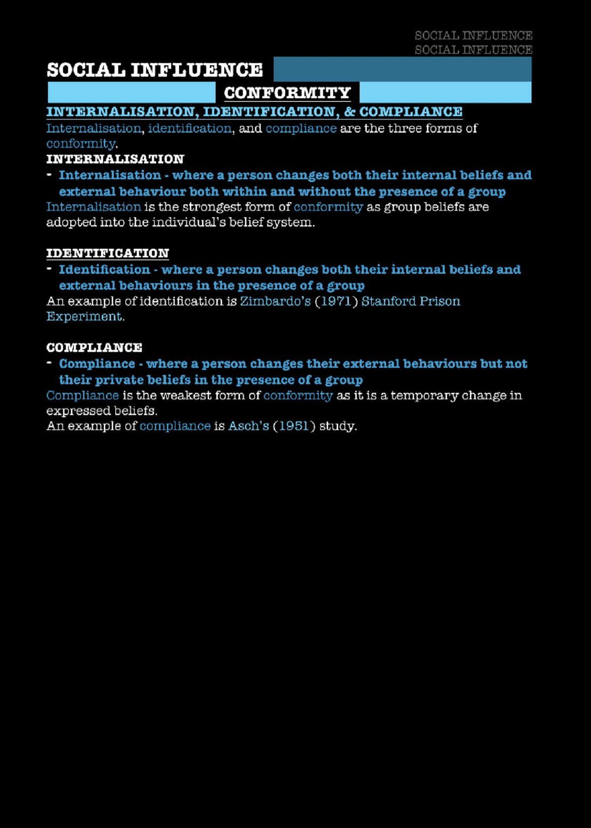 Social Influence: Forms of Conformity - PSY - Studocu