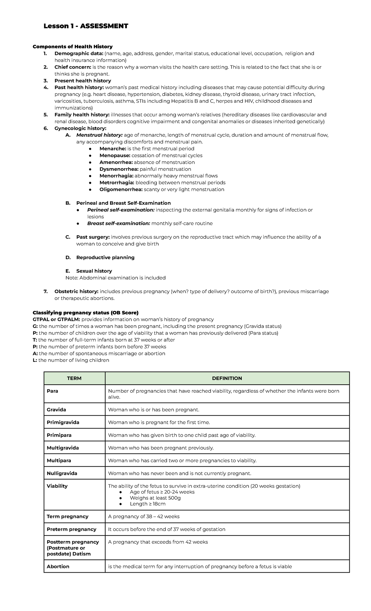 Lesson 1 - Assessment (RLE) - Lesson 1 - ASSESSMENT Components of ...