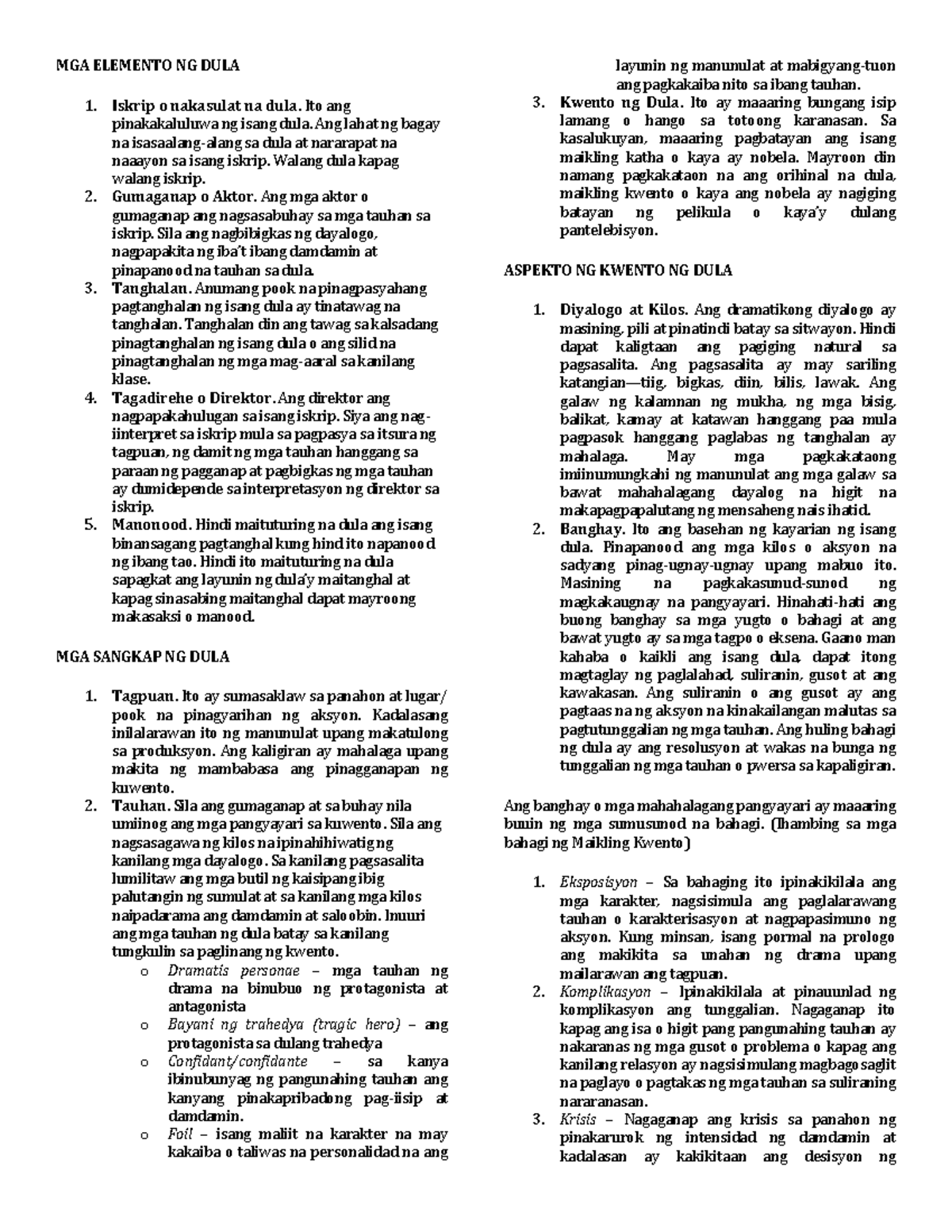 Scribd - dula - MGA ELEMENTO NG DULA Iskrip o nakasulat na dula. Ito ...