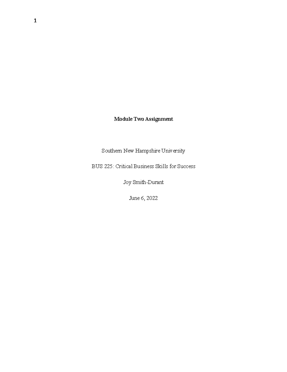 Module two assignment - Module Two Assignment Southern New Hampshire ...