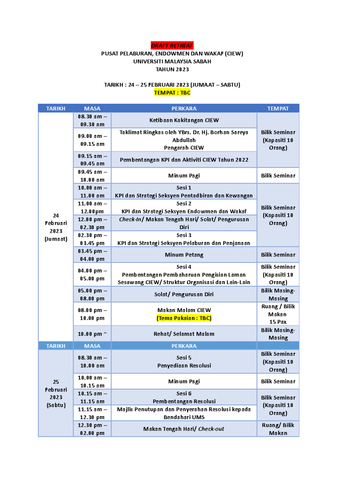 Aturcara Retreat CIEW - this help student to make their essay done ...