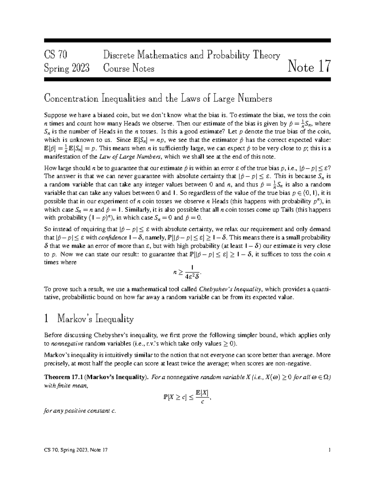 Discrete Mathematics and Probability Theory Spring 2023 Course Notes ...