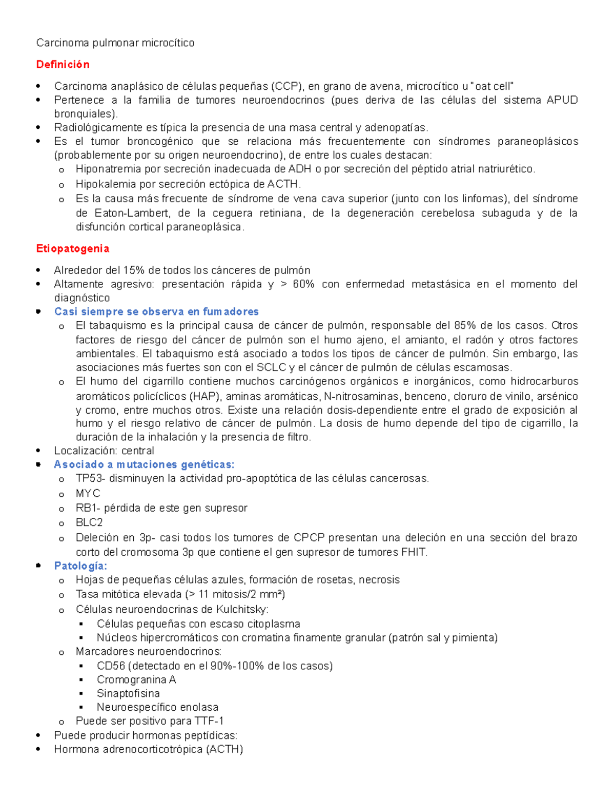 Carcinoma pulmonar microcítico - Carcinoma pulmonar microcítico ...