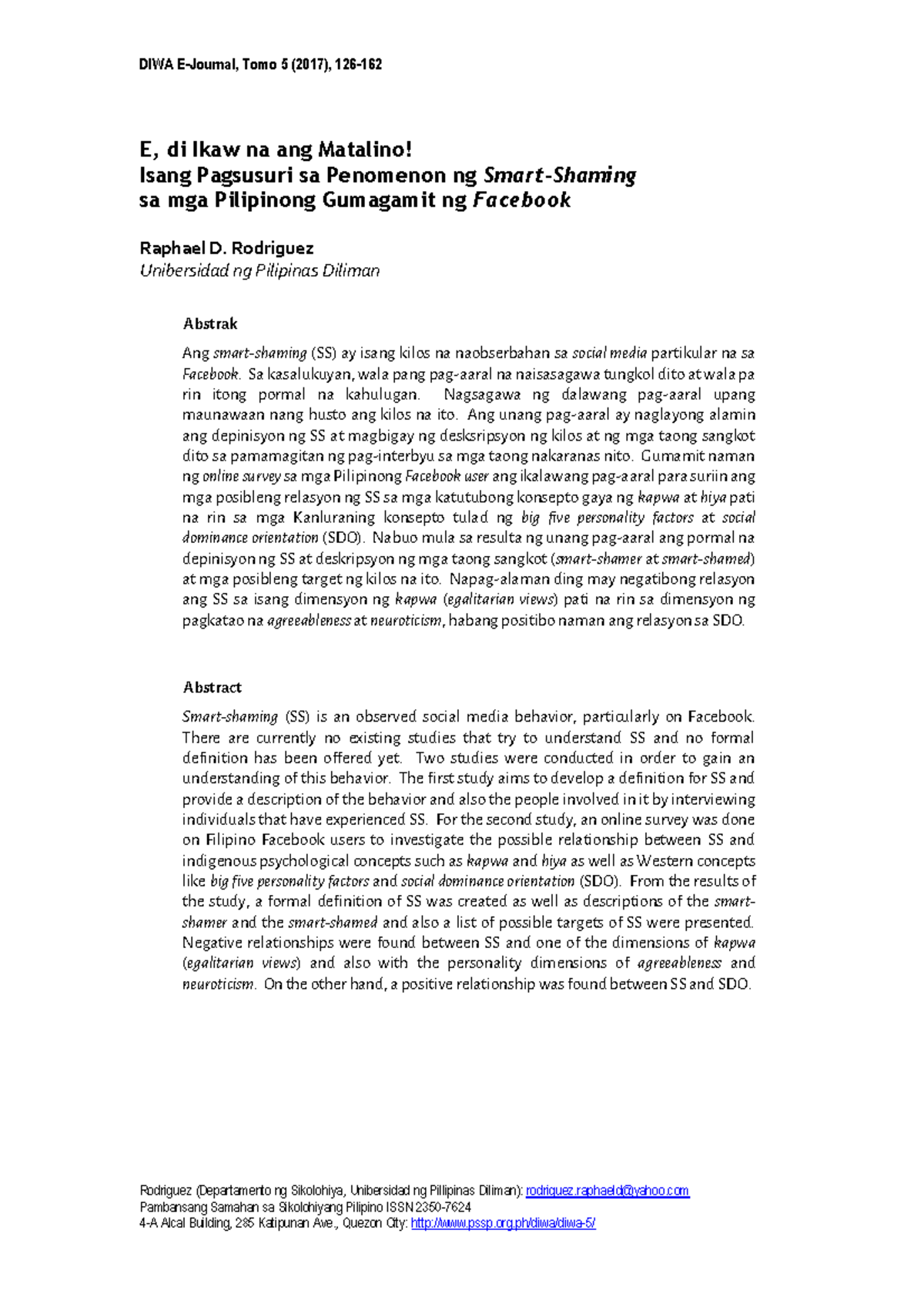 7-Artikulo-Rodriguez - DIWA E-Journal, Tomo 5 (2017), 126 -16 2 ...