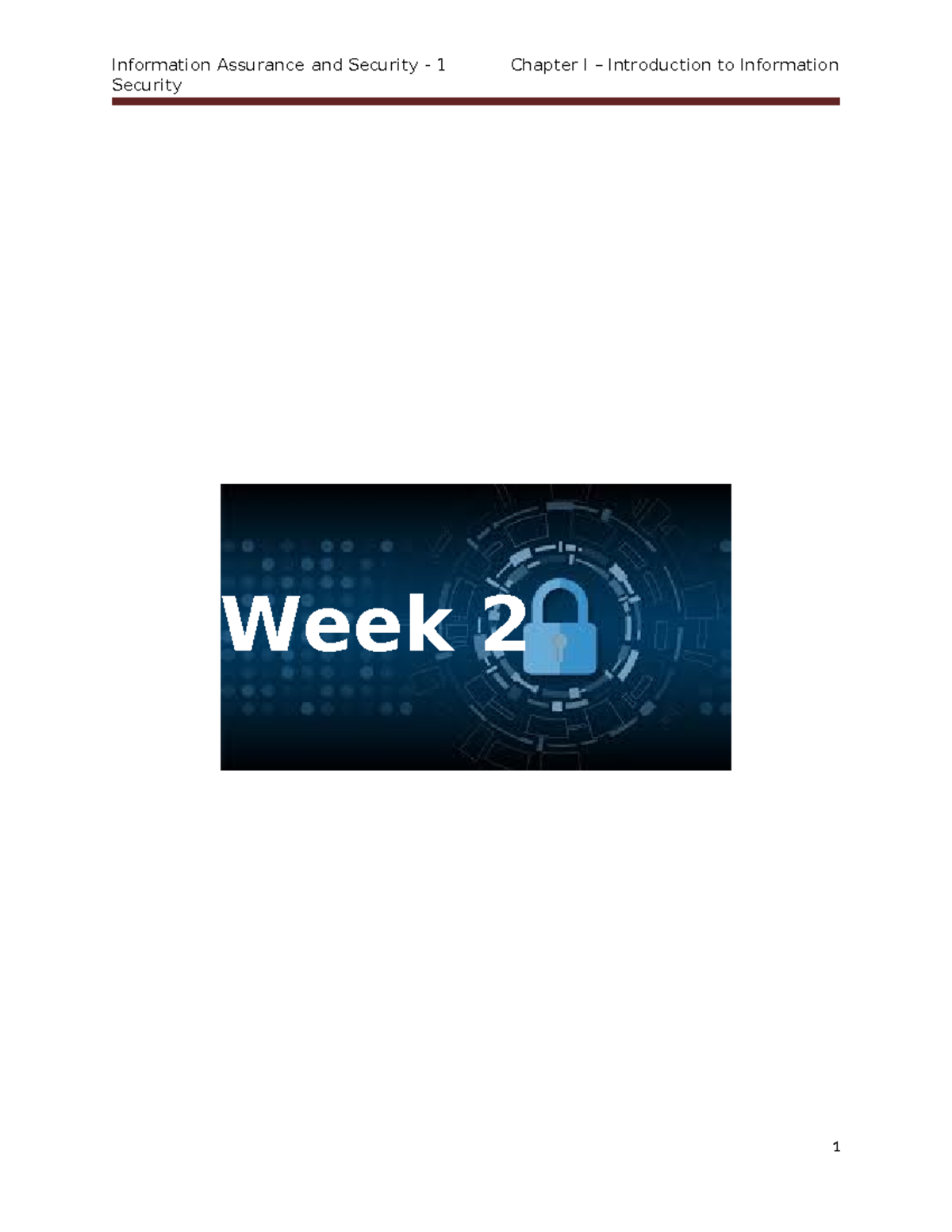 Chapter I - guiding - Security Week 2 Security Information Assurance ...