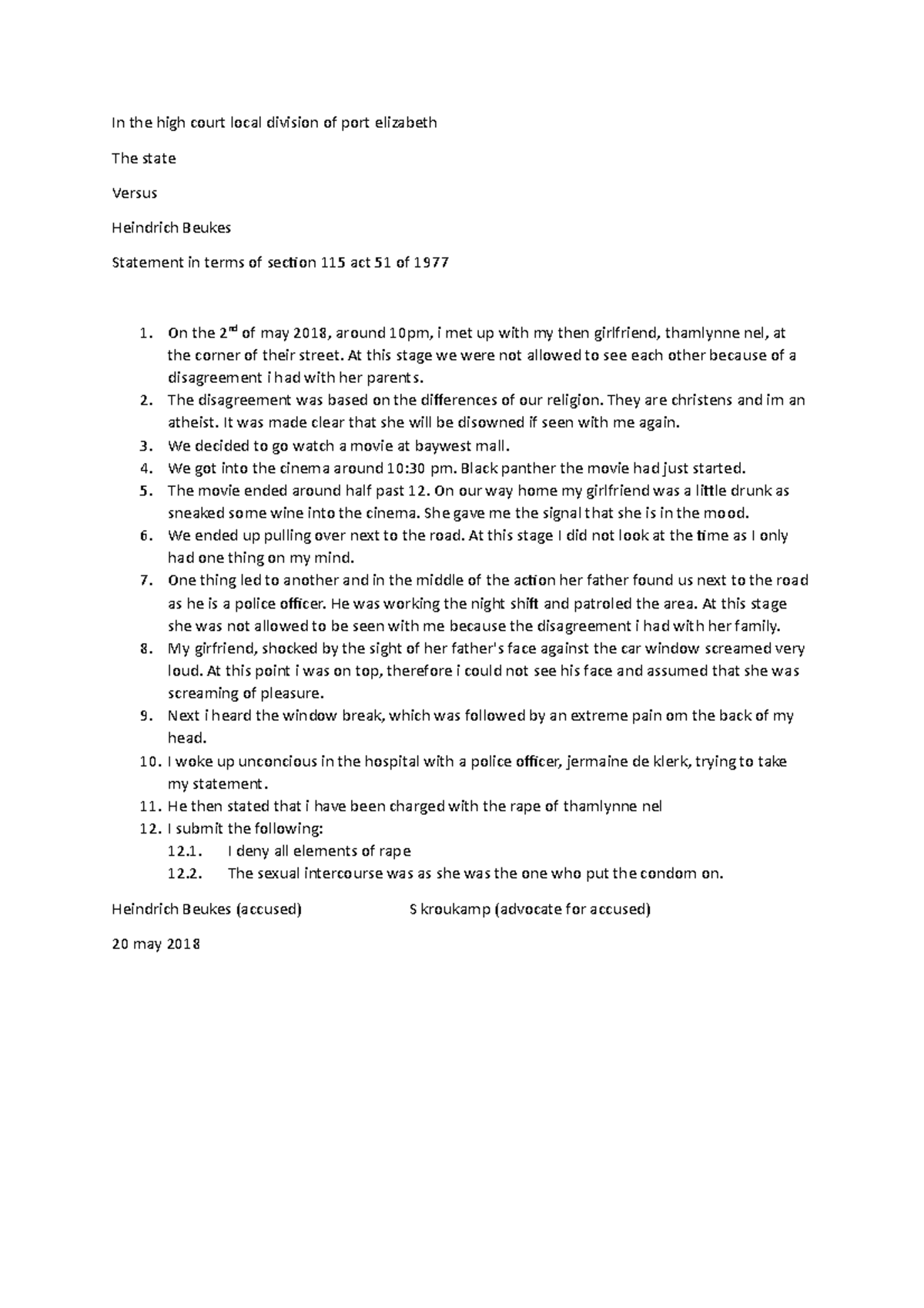 Plea explanation 115 - In the high court local division of port ...