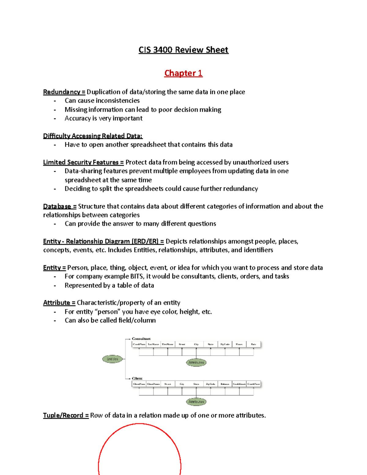 CIS 3400 Review Sheet - Exam 1 - CIS 3400 Review Sheet Chapter 1 ...