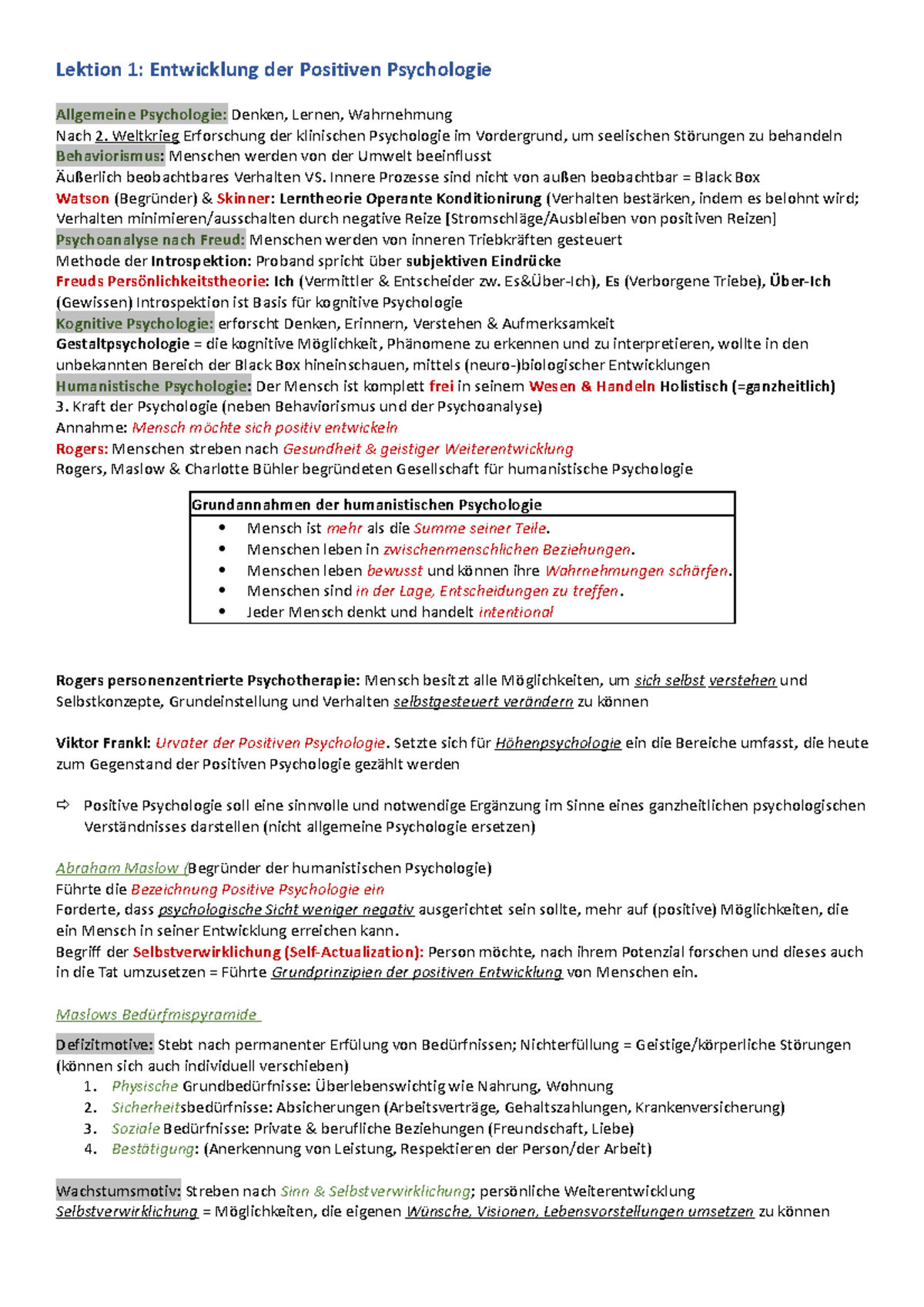 Positive Psychologie - Lektion 1: Entwicklung der Positiven Psychologie ...