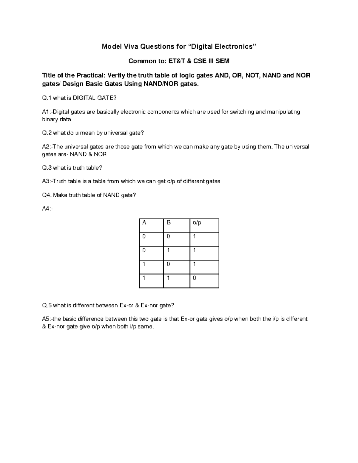 Digital Electronics viva - Model Viva Questions for “Digital Electronics” Common to: ET&T ...