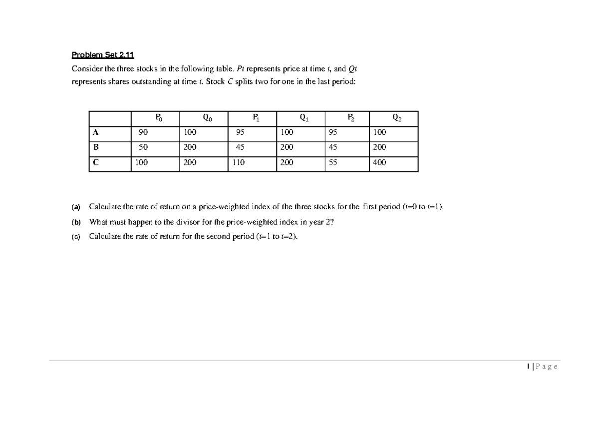 Assignment Questions of Week2 - 1 | P a g e Problem Set 2. Consider the ...
