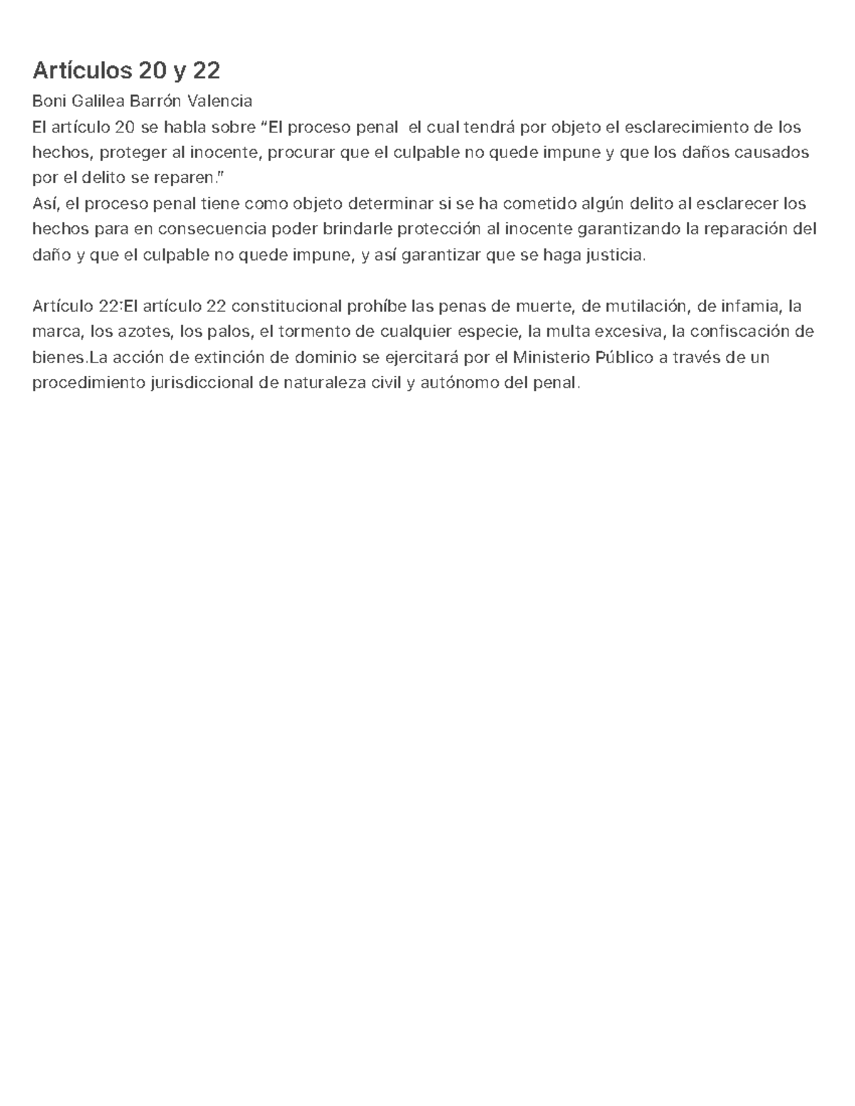 Artículos 20 y 22 - Tarea - Artículos 20 y 22 Boni Galilea Barrón ...