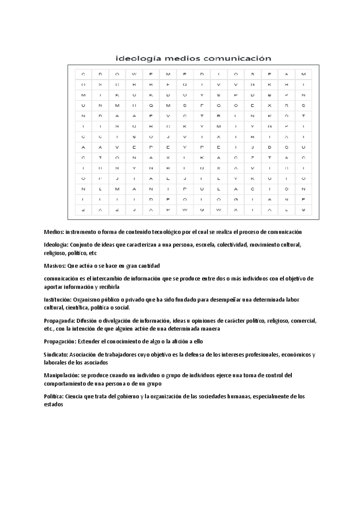 Ideologica SOPA DE Letras - Medios: instrumento o forma de contenido ...