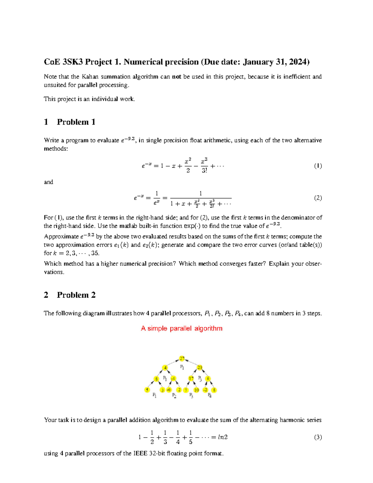 Numerical precision - notes - CoE 3SK3 Project 1. Numerical precision ...