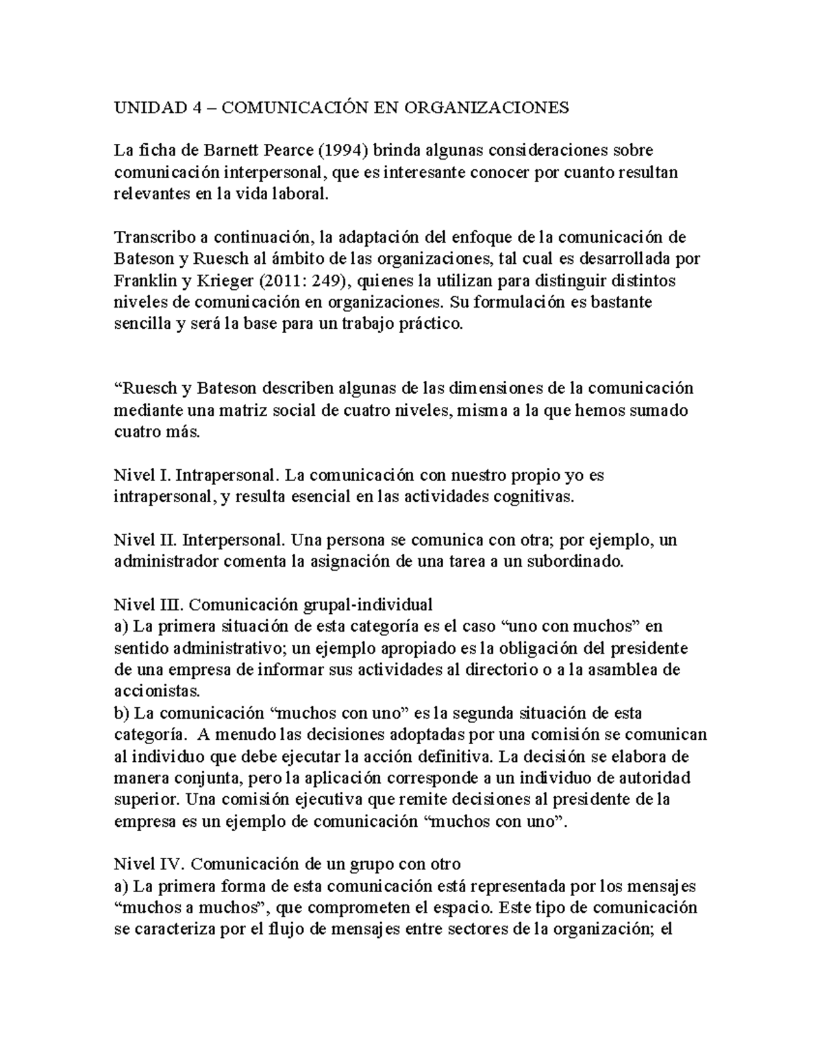 Unidad 4 - UNIDAD 4 – COMUNICACIÓN EN ORGANIZACIONES La ficha de ...