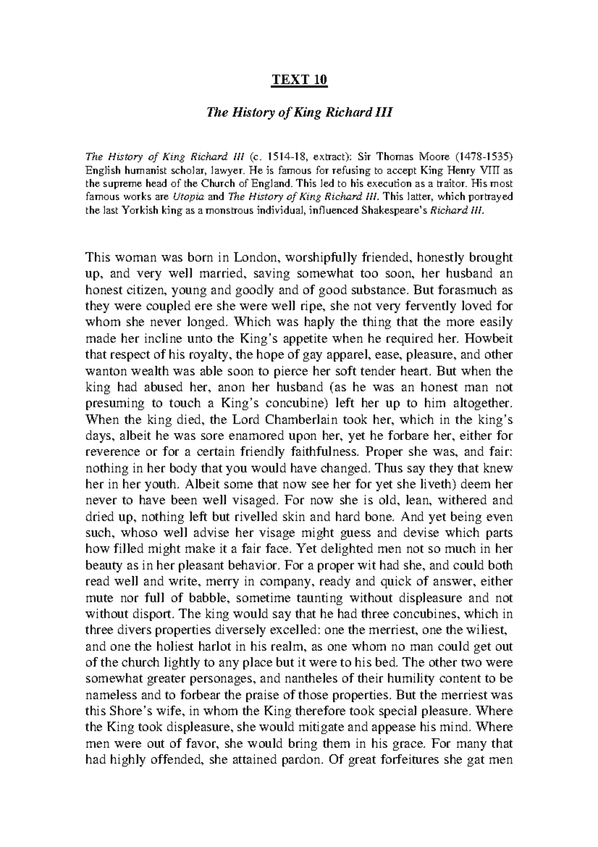 10 The History of King Richard text - TEXT 10 The History of King ...