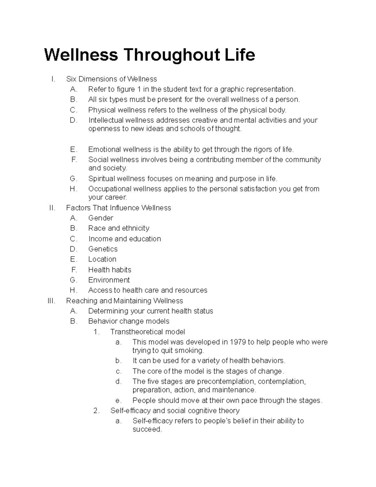 Midterm Review Science of Health and Wellness - Wellness Throughout ...