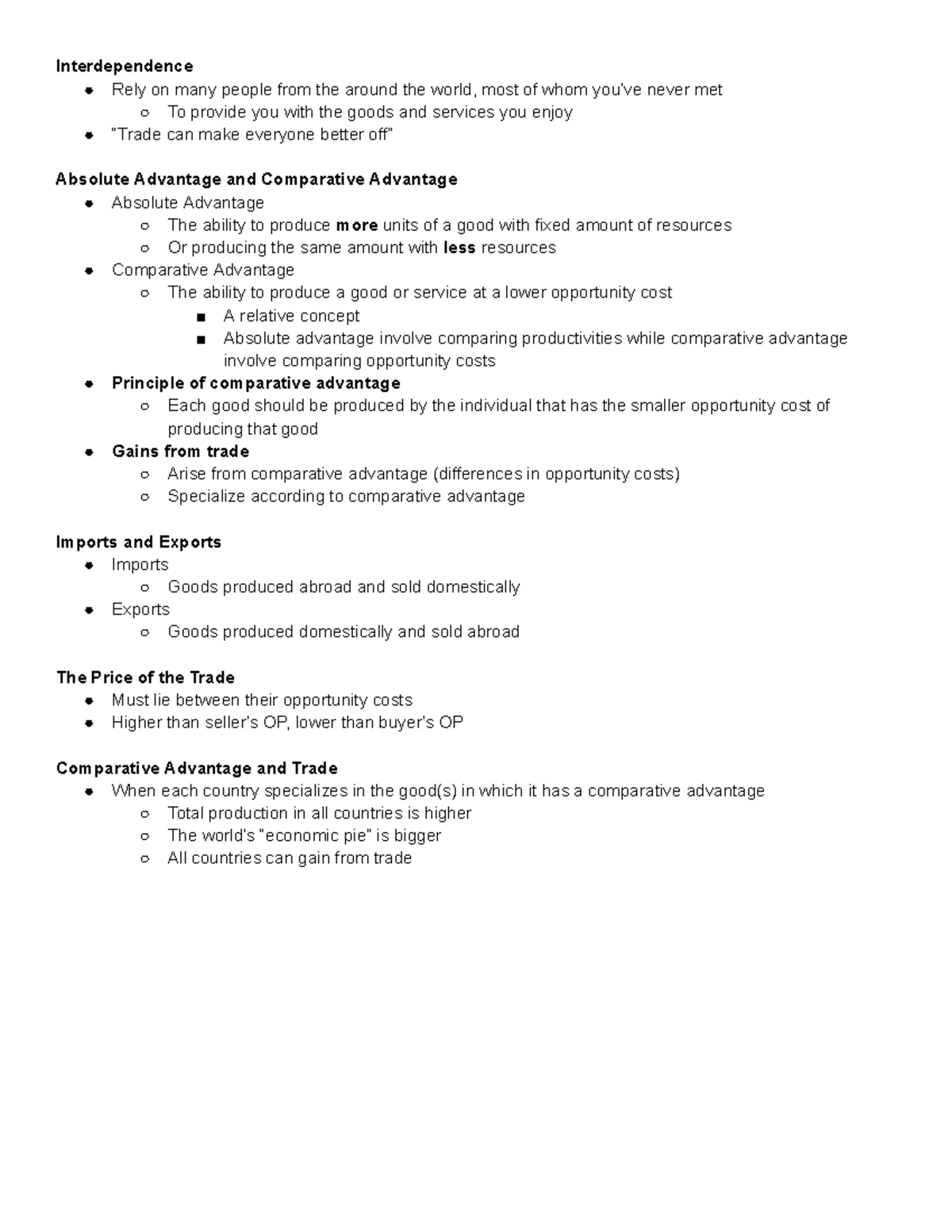 Lecture 4 - ECON - Interdependence Rely on many people from the around ...