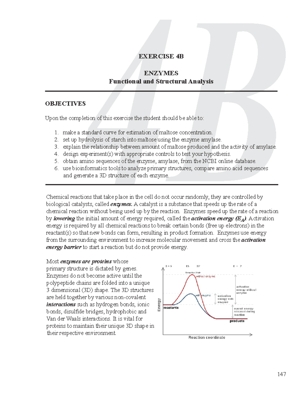 Lab Exercise 4b Enzymes 4b Exercise 4b Enzymes Functional And 