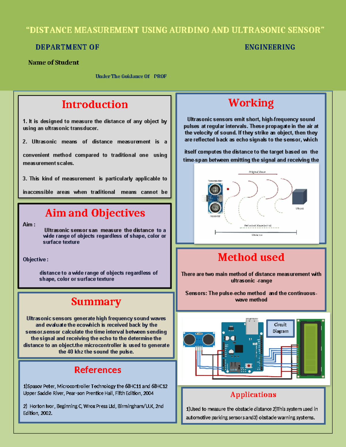 PBL poster - “DISTANCE MEASUREMENT USING AURDINO AND ULTRASONIC SENSOR ...