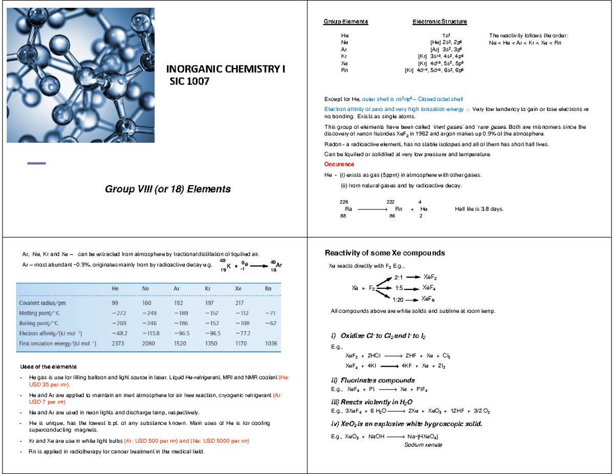 SIC 1007 L7 - inorganic element - INORGANIC CHEMISTRY I SIC 1007 Group ...